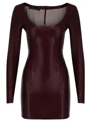 Zeynep Arçay Ballerina Leather Mini Dress - Maroon
