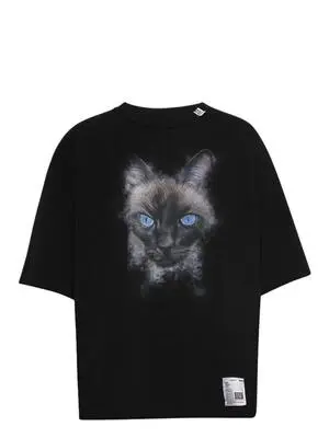 Mihara Yasuhiro Cat Printed Tee - Black