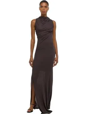 Helmut Lang Sleeveless Draped Maxi Dress - Dark Roast