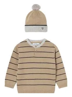 MAYORAL Sweater And Beanie Set - Beige