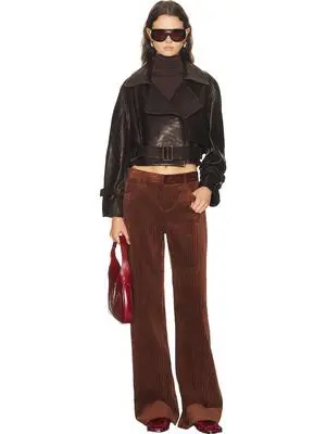 Nour Hammour Hatti Cropped Leather Jacket - Rich Brown