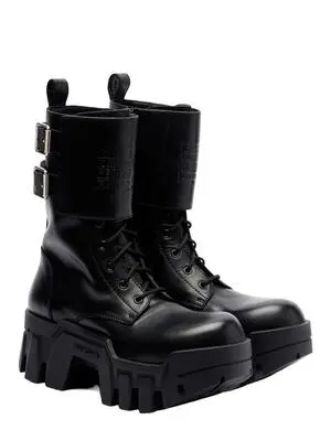 BALENCIAGA Bulldozer 25 Leather Platform Combat Boots