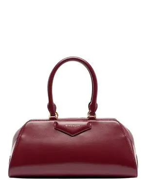 Givenchy Antigona Cube Small Leather Tote Bag - Burgundy