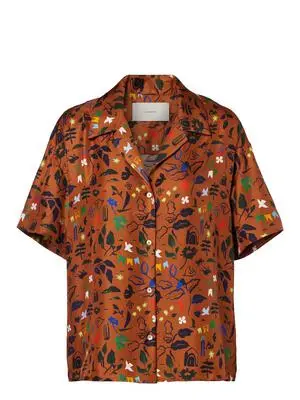 Asceno Prague Printed Silk Twill Shirt - Brown