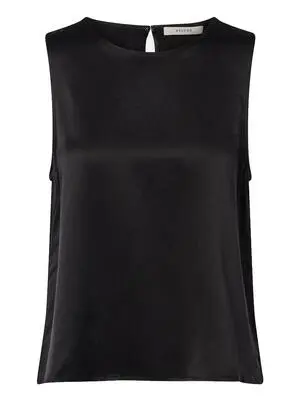 Asceno Sofia Silk Charmeuse Tank Top - Black