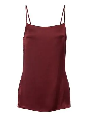 Asceno Pisa Silk Satin Camisole - Burgundy