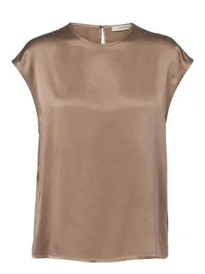 Asceno Dasha Silk Charmeuse Top - Grey