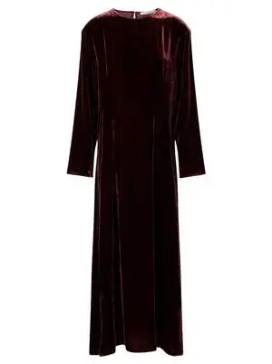 Asceno Jody Velvet Midi Dress - Burgundy
