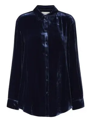 Asceno London Velvet Shirt - Blue