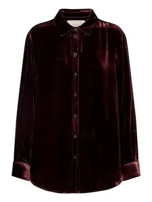 Asceno London Velvet Shirt - Burgundy
