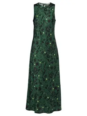 Asceno Valencia Printed Silk Charmeuse Maxi Dress - Green