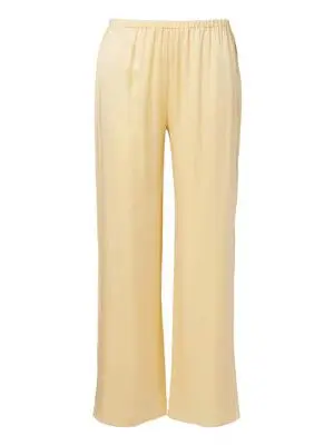 Asceno Loreto Silk Charmeuse Wide-leg Pants - Yellow