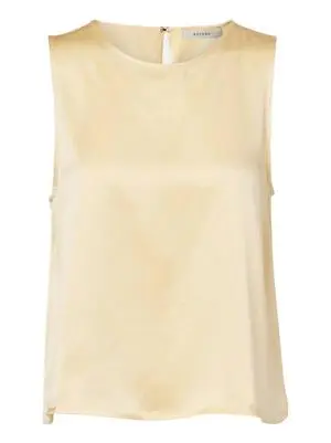 Asceno Sofia Silk Charmeuse Tank Top - Yellow