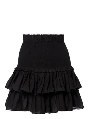 MARANT ETOILE Naomi Tiered Cotton-blend Miniskirt - Black