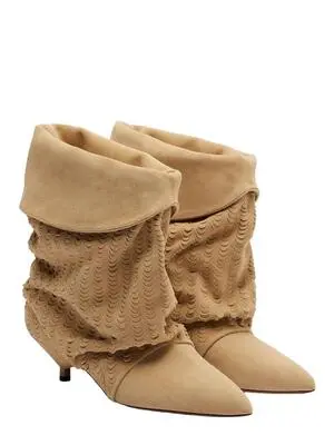 Isabel Marant Edrik 45 Perforated Suede Ankle Boots - Beige