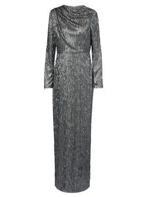 Erdem Sequined Draped Maxi Dress - Silver