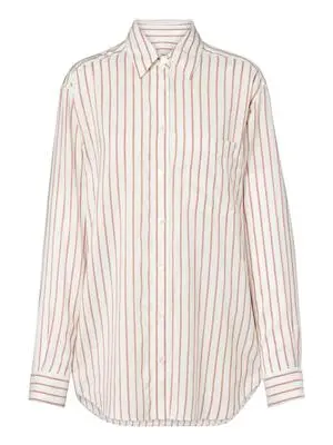 THE ROW Gavina Striped Silk Shirt - Beige
