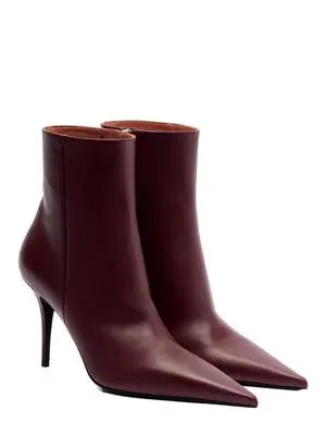Amina Muaddi Barbara 90 Leather Ankle Boots - Burgundy