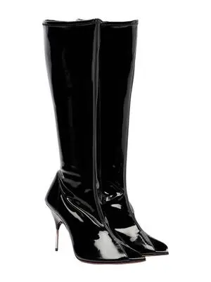 Amina Muaddi Bruna 95 Patent Leather Knee-high Boots - Black