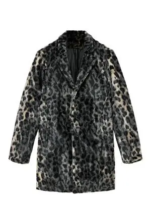 JOHN VARVATOS Templeton Leopard-Effect Faux Fur Top Coat
