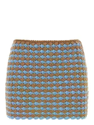 Prada Crochet-knit Mini Skirt - Brown