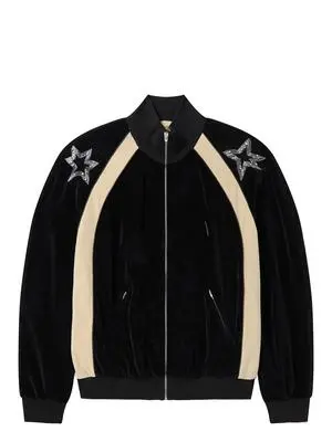 Valentino Garavani Beaded Crystal-embellished Velour Track Jacket - Black