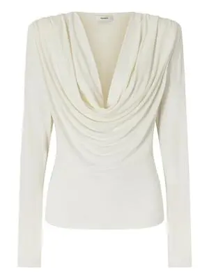 Wardrobe.NYC Draped Crepe-jersey Top - White