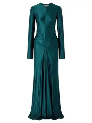 Victoria Beckham Gathered Satin Gown - Blue