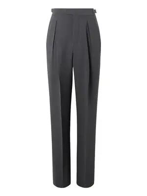 UMIT BENAN Johnny Straight-leg Silk And Wool-blend Trousers - Gray
