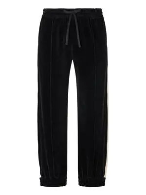 Valentino Garavani Striped Cotton-blend Velvet Sweatpants - Black