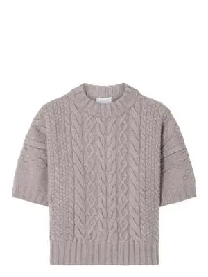 VIOLANTE NESSI Ruscha Cable-Knit Wool Sweater Beige