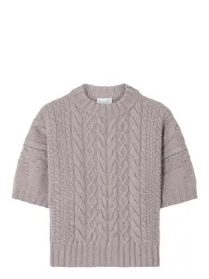 VIOLANTE NESSI Ruscha Cable-Knit Wool Sweater Neutrals