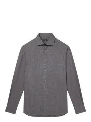 Zegna Checked Cashco-twill Shirt - Gray