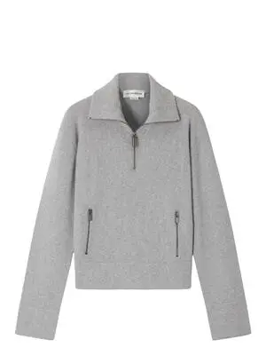 Victoria Beckham Milano Merino Wool And Cashmere-blend Half-zip Sweater - Gray