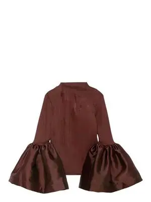 MARQUES' ALMEIDA Turtleneck Top With Puff Sleeves - Brown