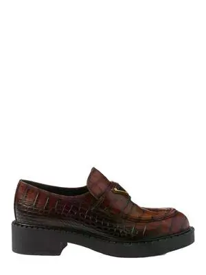 PRADA Crocodile-Print Loafers