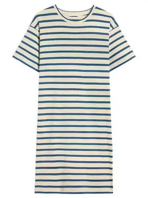 JIL SANDER Striped Cotton Dress - Neutrals