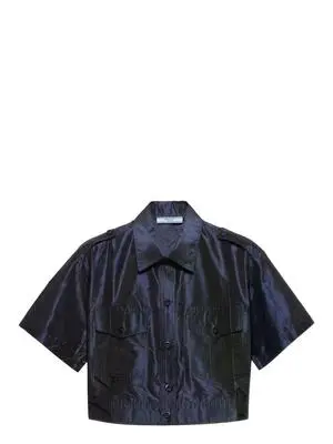 Prada Cropped Taffeta Shirt - Blue