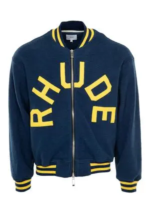 Rhude Oversized Logo Terry Varsity Jacket - Blue
