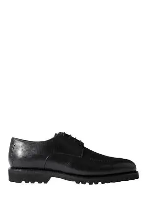 MAJORDOME L88 Split-toe Cross-grain Leather Derby Shoes - Black