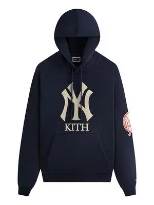 Kith X New York Yankees Plush Fleece Cropped Braxton Hoodie - Blue
