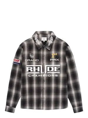 Rhude Racing Logo Printed Checked Shirt - Black
