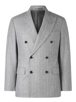 KAPTAIN SUNSHINE Kaptain Sunshine - Double-Breasted Pinstriped Wool Suit Jacket - Men - Gray - 1