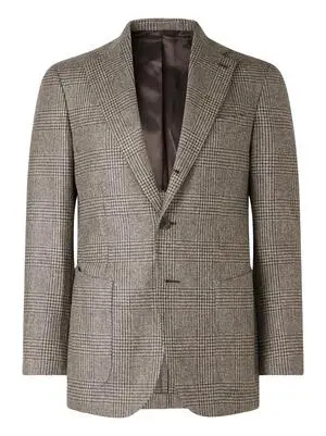 J. MUESER Prince Of Wales Checked Wool Blazer - Brown