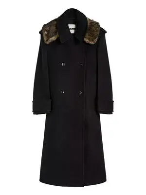JIL SANDER Double-breasted Wool Coat - Black