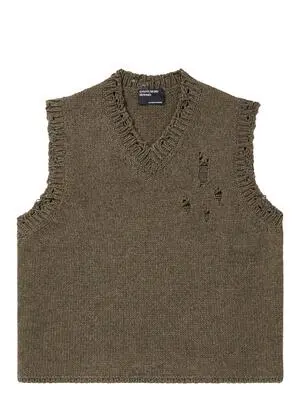 Enfants Riches Déprimés Distressed Wool Sweater Vest - Green