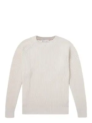 Brunello Cucinelli Ribbed Cotton Sweater - Neutrals