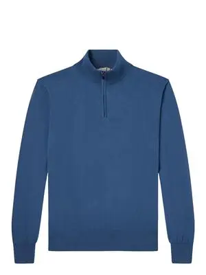 Canali Cotton Half-zip Sweater - Blue