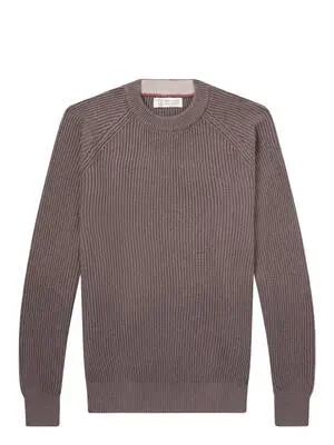 Brunello Cucinelli Ribbed Cotton Sweater - Brown