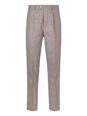Brunello Cucinelli Straight-leg Prince Of Wales Checked Trousers - Brown